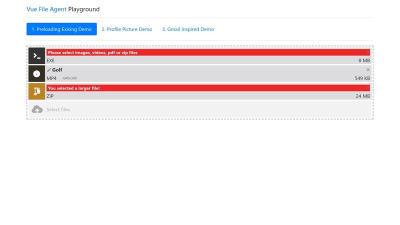 vue-file-agent: Preloading Exising Files Demo