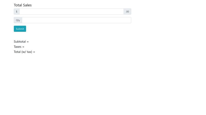 Bootstrap 4 - JavaScript Sales Tax Calc using ES6
