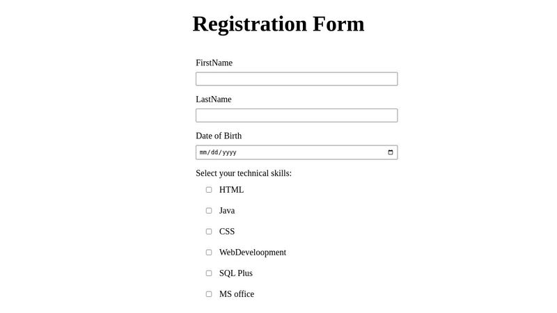 Registration form