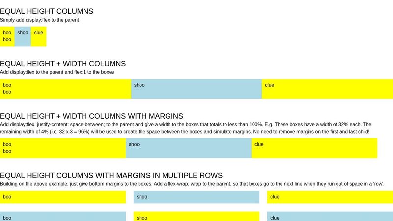Equal Height and Width Columns using Flexbox