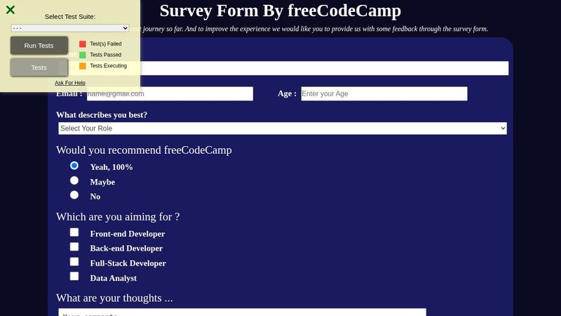 Survey Form (freeCodeCamp)