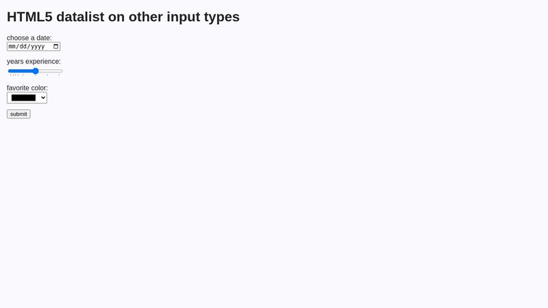 HTML5 on other input types