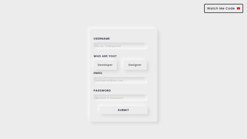 Neumorphism Form UI