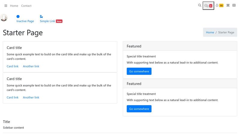 Pure bootstrap 4 notification page - responsive