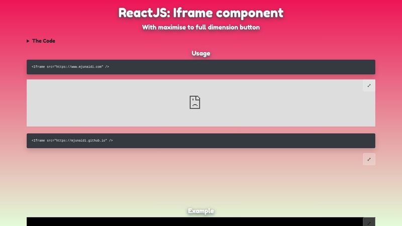 ReactJS: Iframe component w/ maximise button