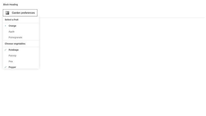 Calcite Block Heading and Dropdown positioning