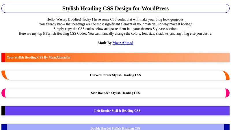 Stylish Heading CSS Design for WordPress
