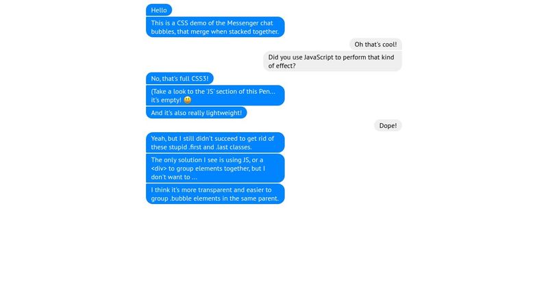 CSS stacked chat bubbles (Messenger style)