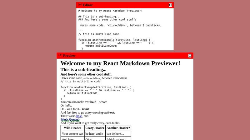 React Markdown Previewer V2