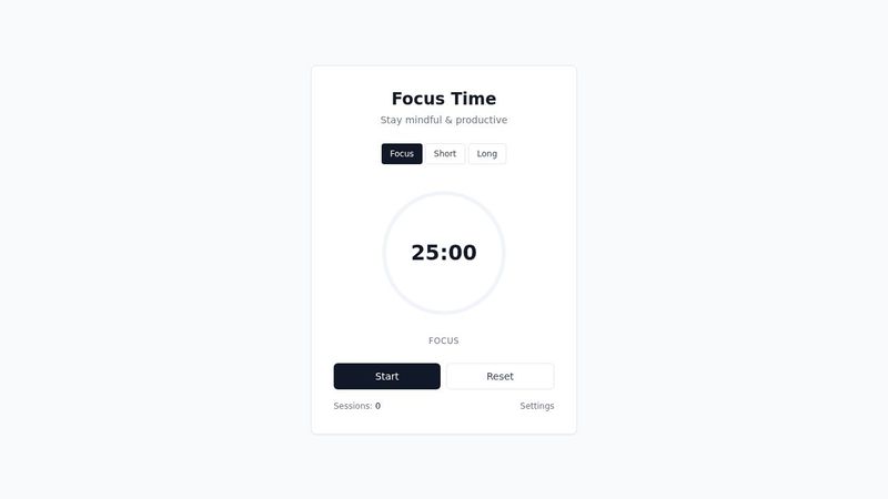 Modern Pomodoro Timer (HTML/CSS/JS) - APP