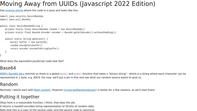 Moving Away from UUIDs... in Javascript 2022