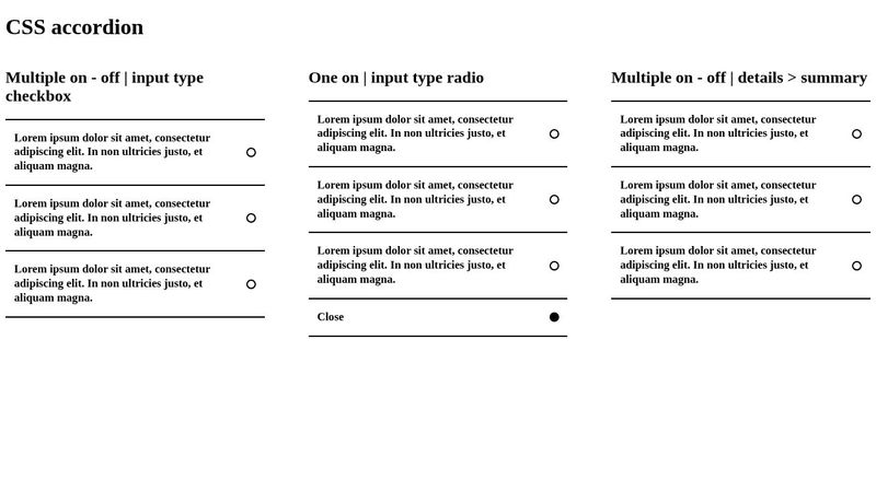 Accordion CSS only | no js