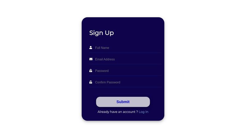 simple sign up page