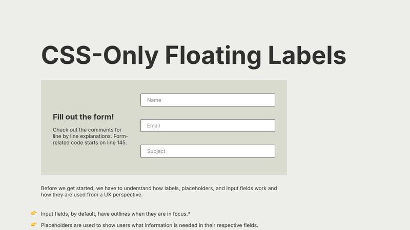 CSS-Only Floating Labels