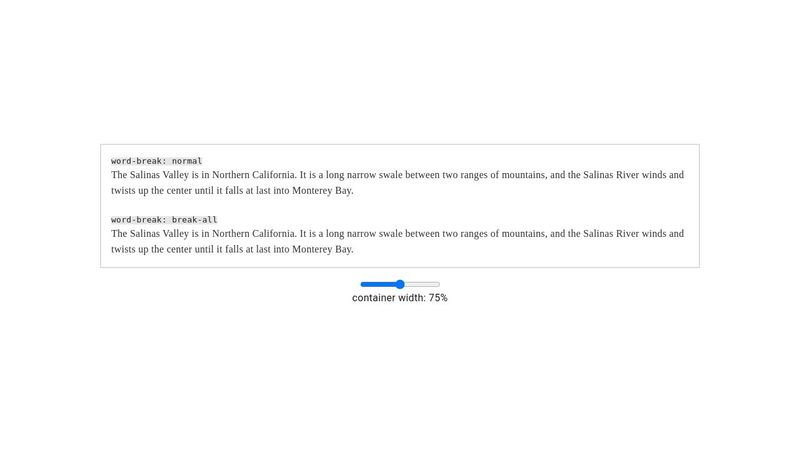 Text | word-break (with labels) (slider)