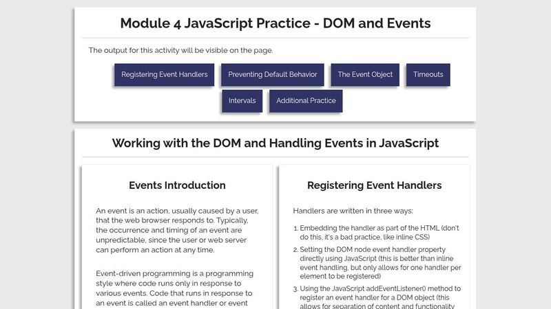 Module 4 Coding Activity - DOM and Events - vena ellison - summer git 417
