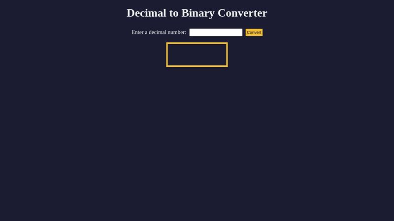 Decimal to Binary Converter