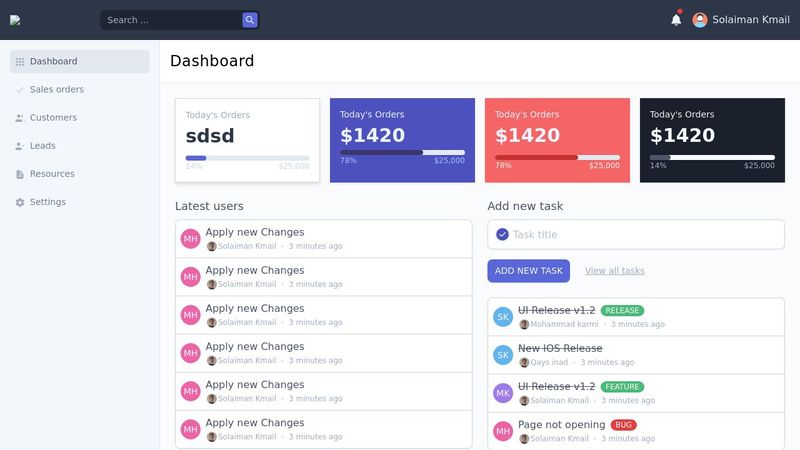 Dashboard with tailwindcss