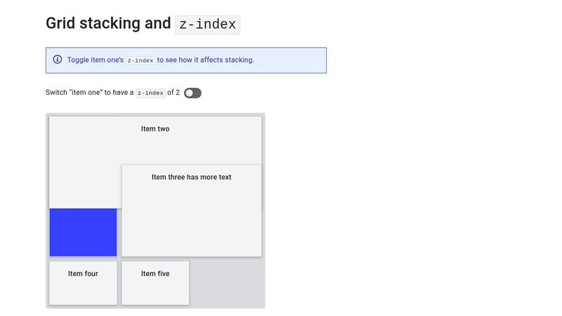 Learn CSS - Grid stacking and z-index