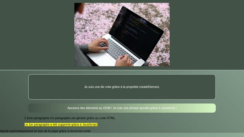 Ajouter /Modifier/Supprimer des éléments au DOM avec JavaScript