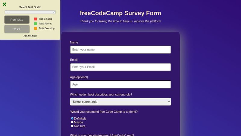 FreeCodeCamp:Survey Form