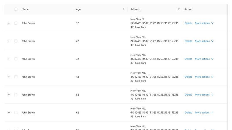 Expandable Table Section