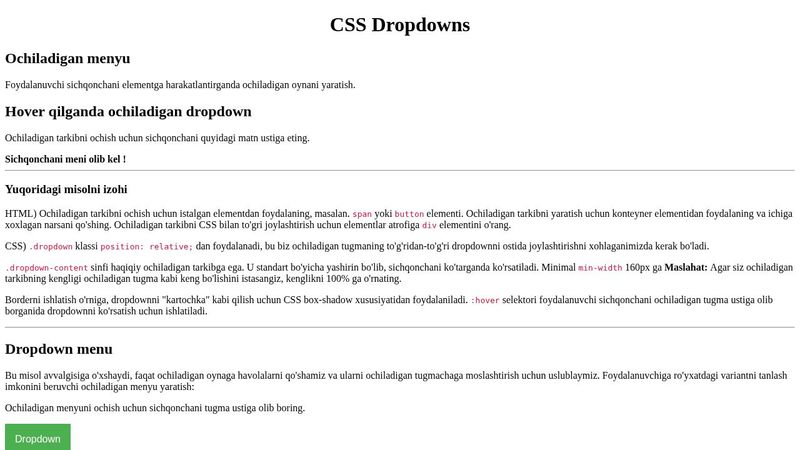 CSS Dropdowns