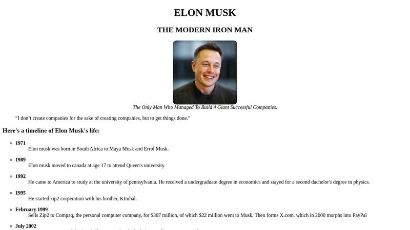 Elon Musk | Tribute page