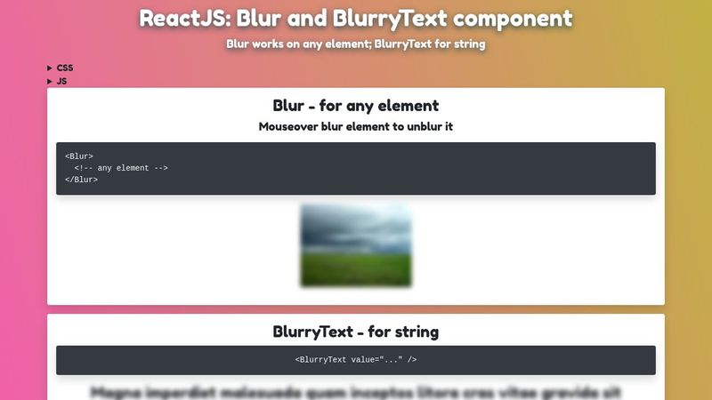 ReactJS: Blur and BlurryText component