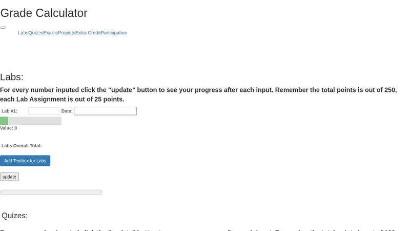 Grade Calculator with jQuery UI
