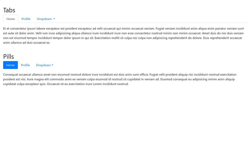 Bootstrap 4: Tabs & Pills