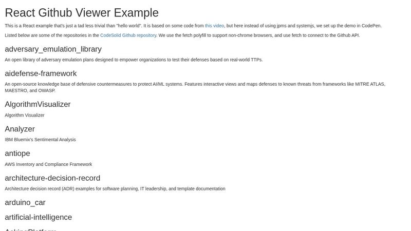 React Github Example