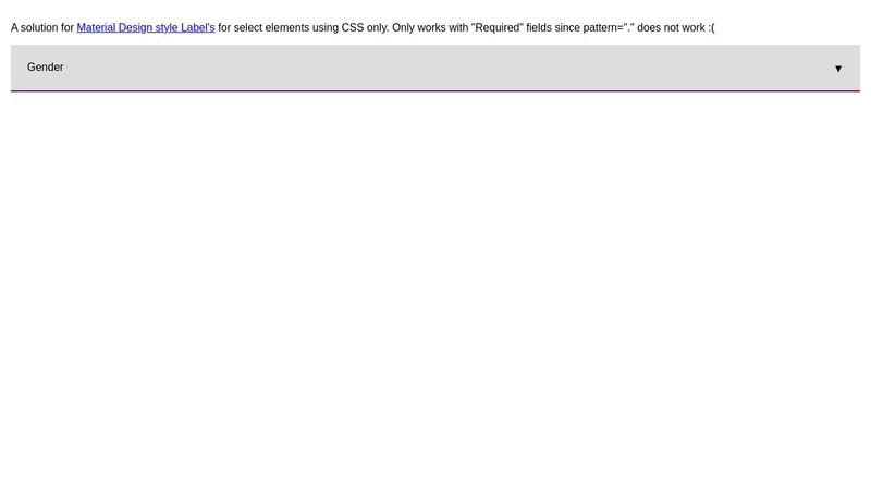 HTML Select: move label up when selected (CSS Only)