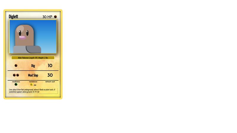 Diglett Pokemon Card - CSS