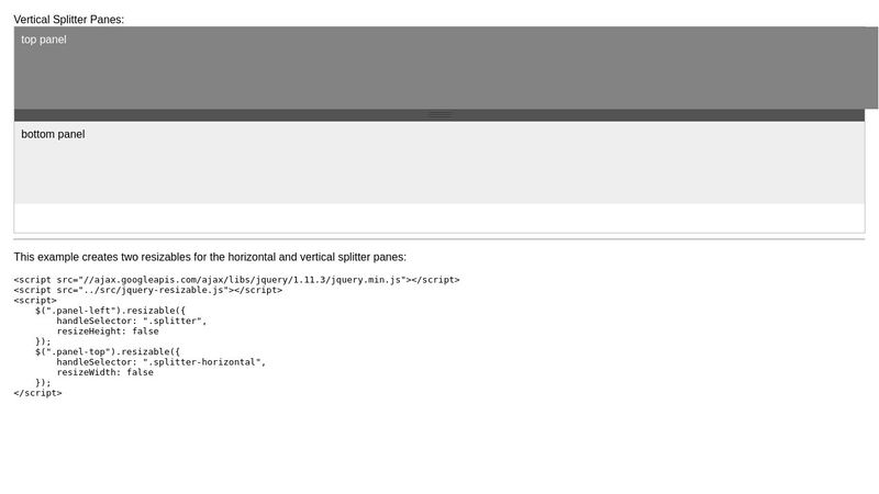 Jquery Resizable Resizable Splitter Panels