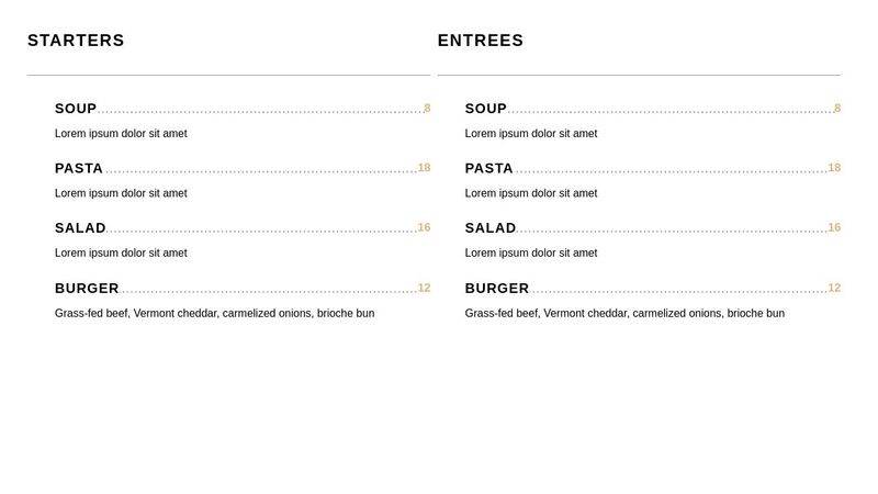 Responsive Restaurant Menu