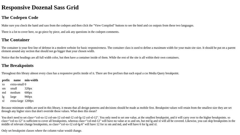 Responsive Dozenal Sass Grid
