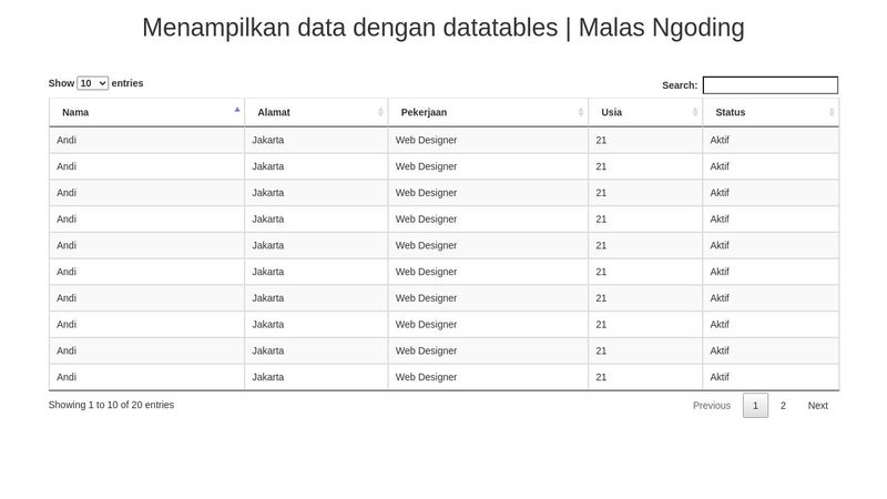 Cara menginstal dan menggunakan datatables