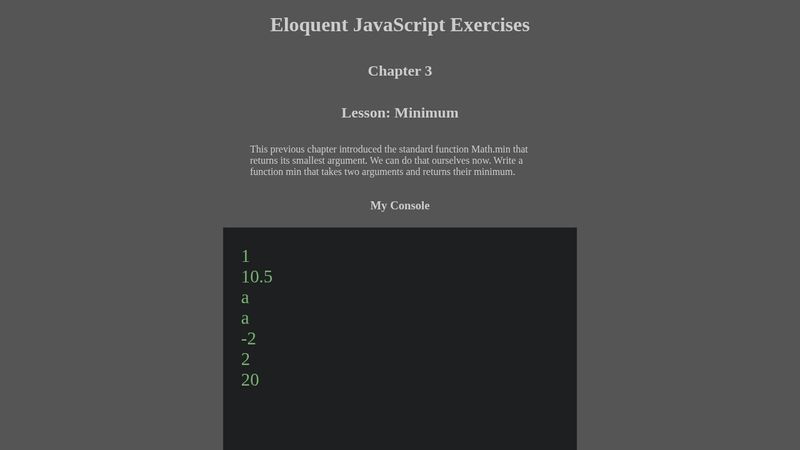 Eloquent JavaScript | Chapter 3 Lesson Minimum