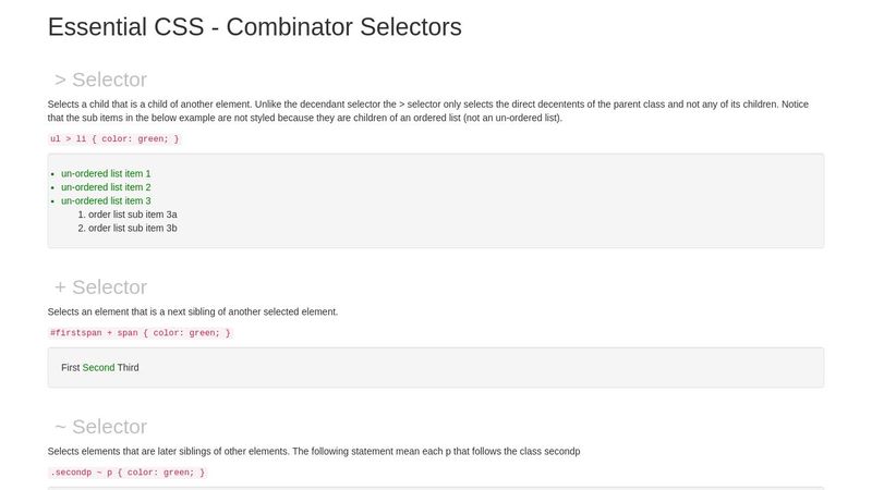 CSS Essentials - Combinator Selectors