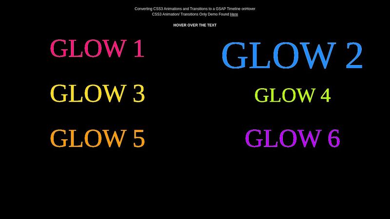 GSAP animate onHover multiple CSS3 text-shadow for Neon Glow effect (HOVER).
