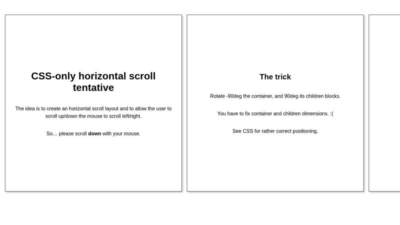 Pure CSS horizontal scroll tentative