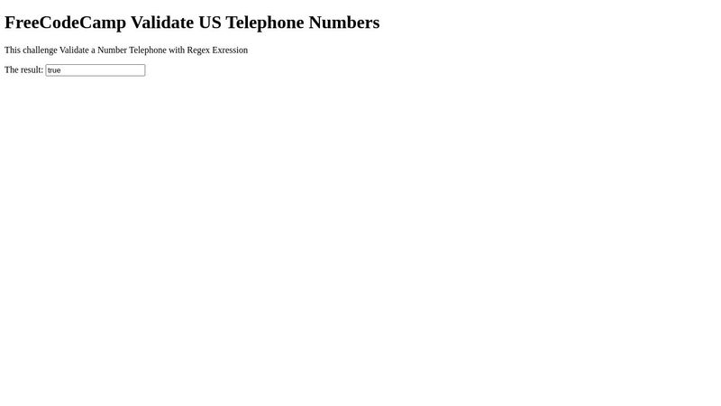 FreeCodeCamp Validate US Telephone Numbers