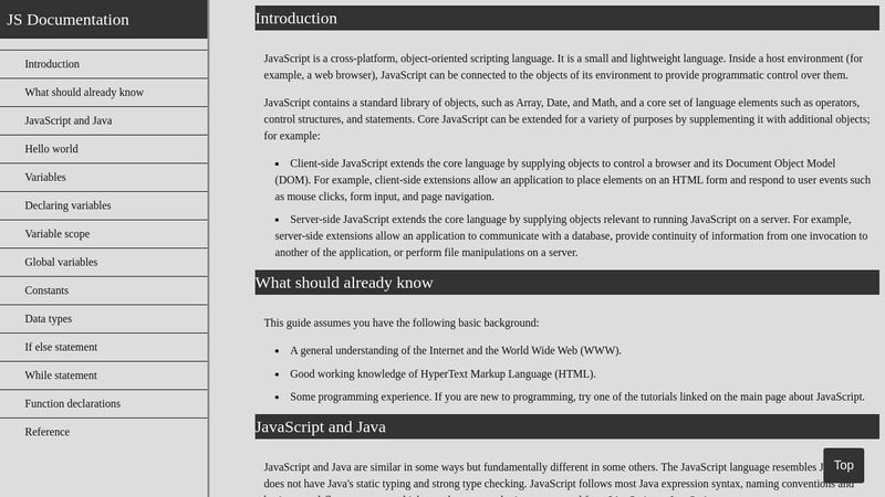 Technical Documentation Page using flexbox