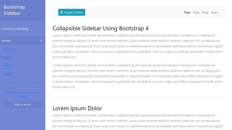 Sidenav bootstrap 4
