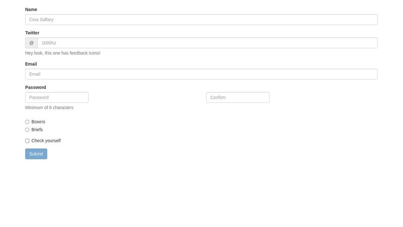 Bootstrap Form Validation Example (BootstrapValidator)