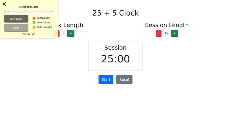 Front End Development Libraries Projects: Build a 25 + 5 Clock
