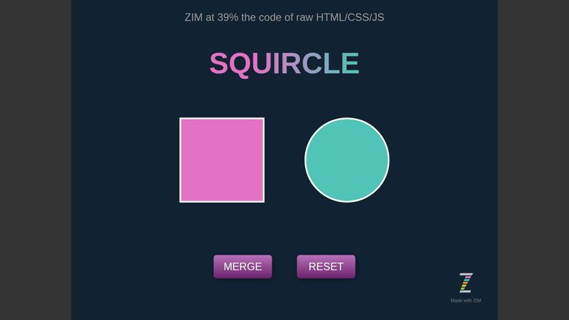 Comparison with ZIM at 39% HTML/CSS/JS for Squircle CodePen Challenge!