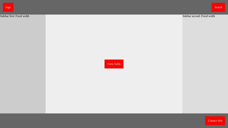 CSS | Flexbox | 3-column layout with positioned elements