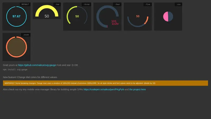 Animated gauge widget. Zero dependencies!